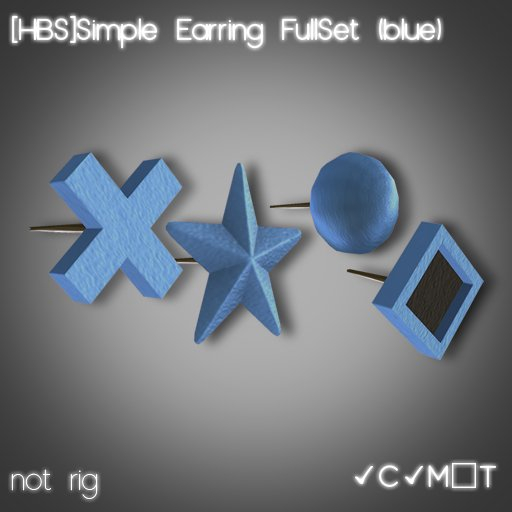 Second Life Marketplace - [HBS]Simple Earring FullSet (blue)